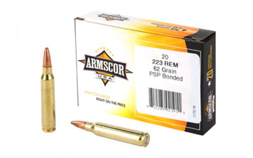 Armscor 223 Rem, 62 Grain, Bonded Pointed Soft Point, 20 Round Box ...